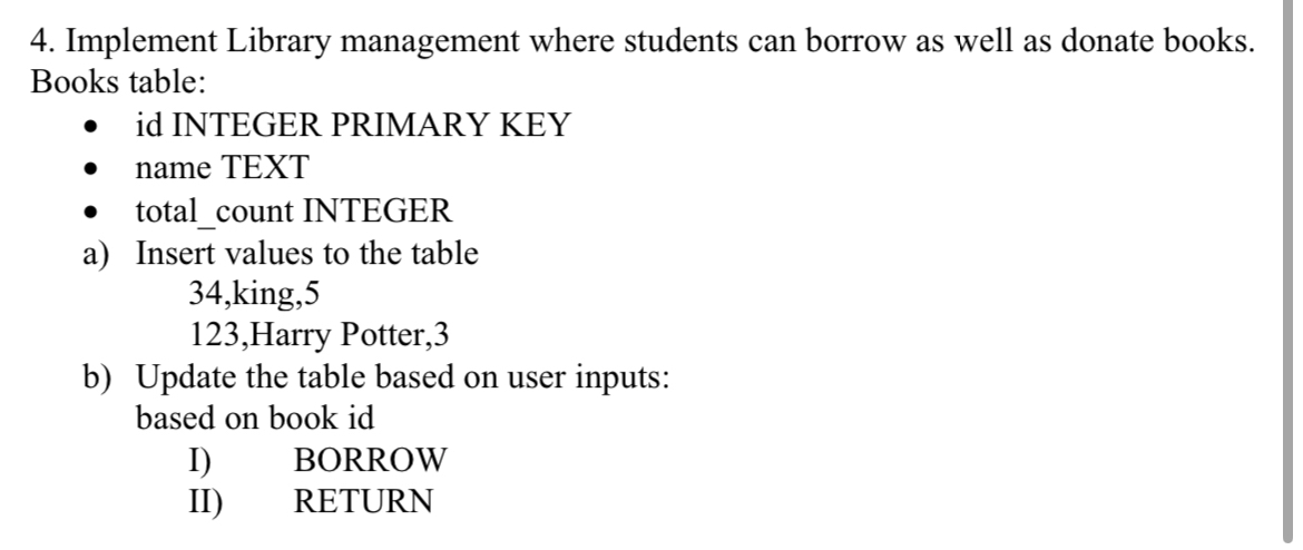 Implement Library management where students can | Chegg.com