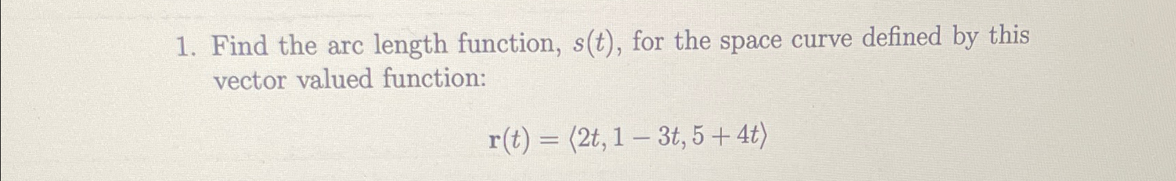 Solved Find the arc length function, s(t), ﻿for the space | Chegg.com
