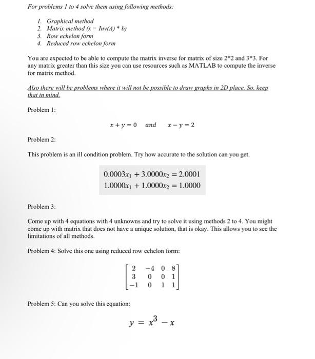 Solved For problems 1 to 4 solve them using following | Chegg.com