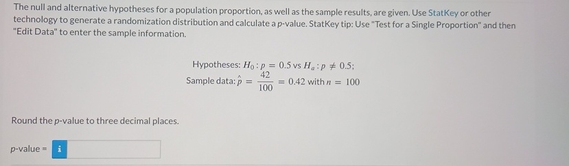 Solved The null and alternative hypotheses for a population | Chegg.com
