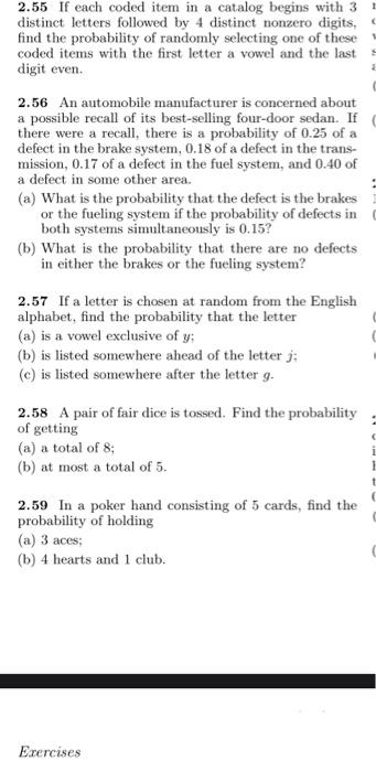 Solved 2.55 If each coded item in a catalog begins with 3 | Chegg.com