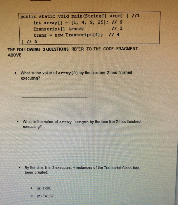 Solved public static void main(String[] args) { //1 int | Chegg.com