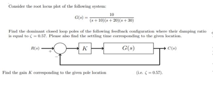 Solved Consider the root locus plot of the following system: | Chegg.com