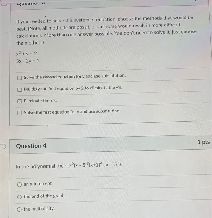 Solved Which are the solutions to the system of equations? | Chegg.com