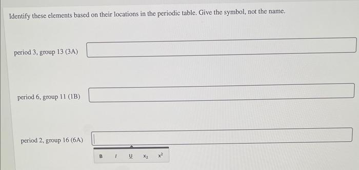 Solved Identify these elements based on their locations in | Chegg.com