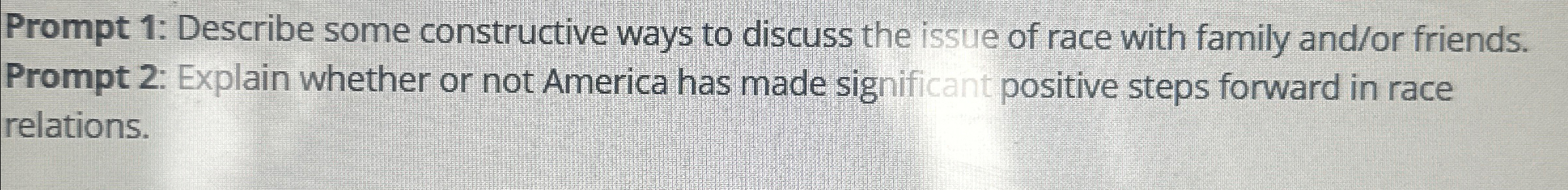 Solved Prompt 1: Describe some constructive ways to discuss | Chegg.com