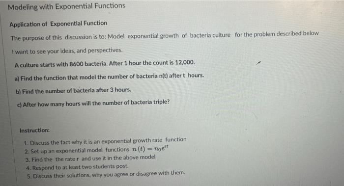 Solved Modeling with Exponential Functions Application of | Chegg.com