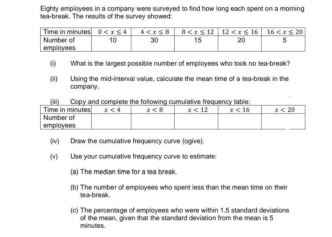 Solved Eighty employees in a company were surveyed to find | Chegg.com