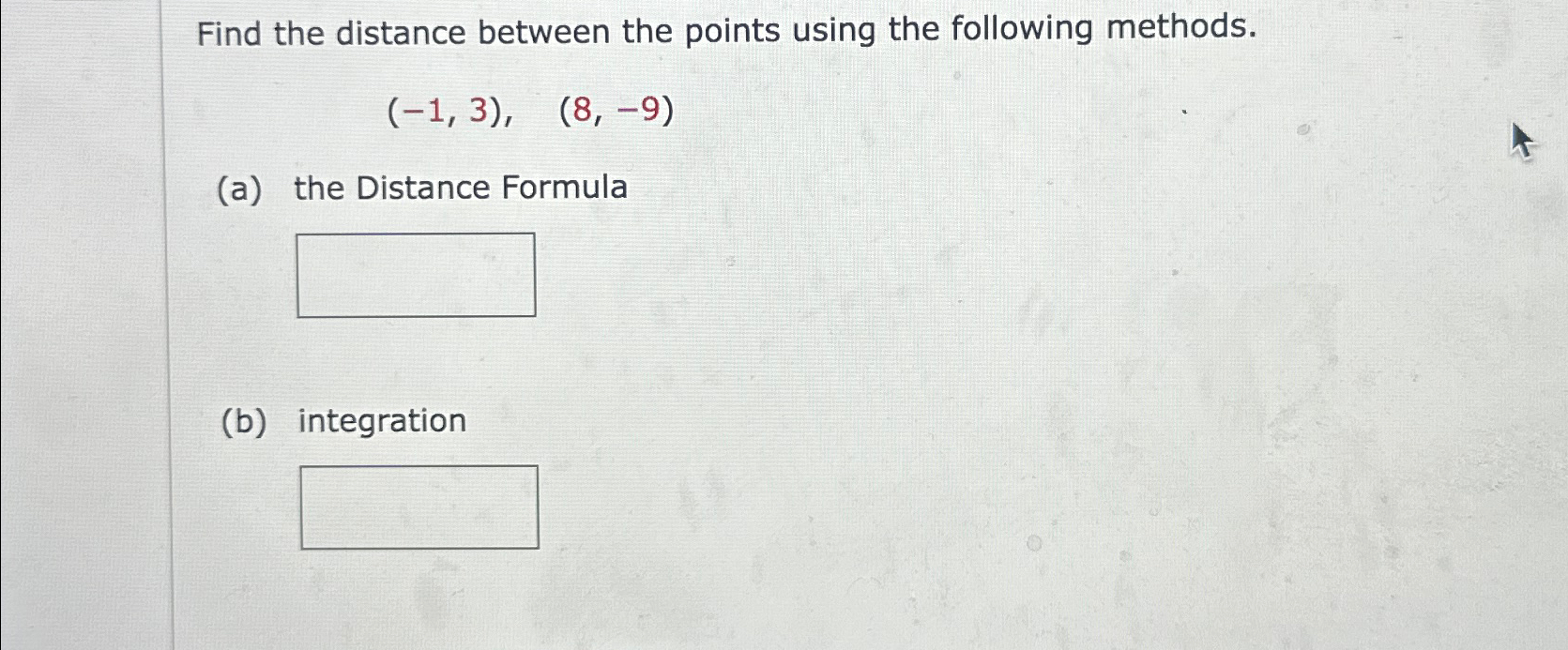 Solved Find the distance between the points using the | Chegg.com