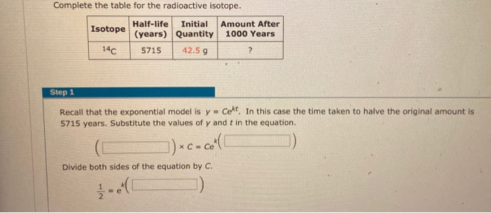 Solved Complete the table for the radioactive isotope. | Chegg.com