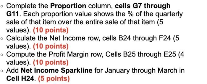 Solved Complete the Proportion column, cells G7 through G11. | Chegg.com