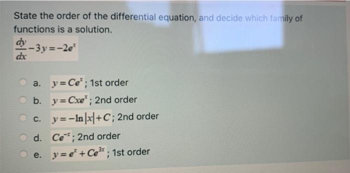 Solved State the order of the differential equation, and | Chegg.com