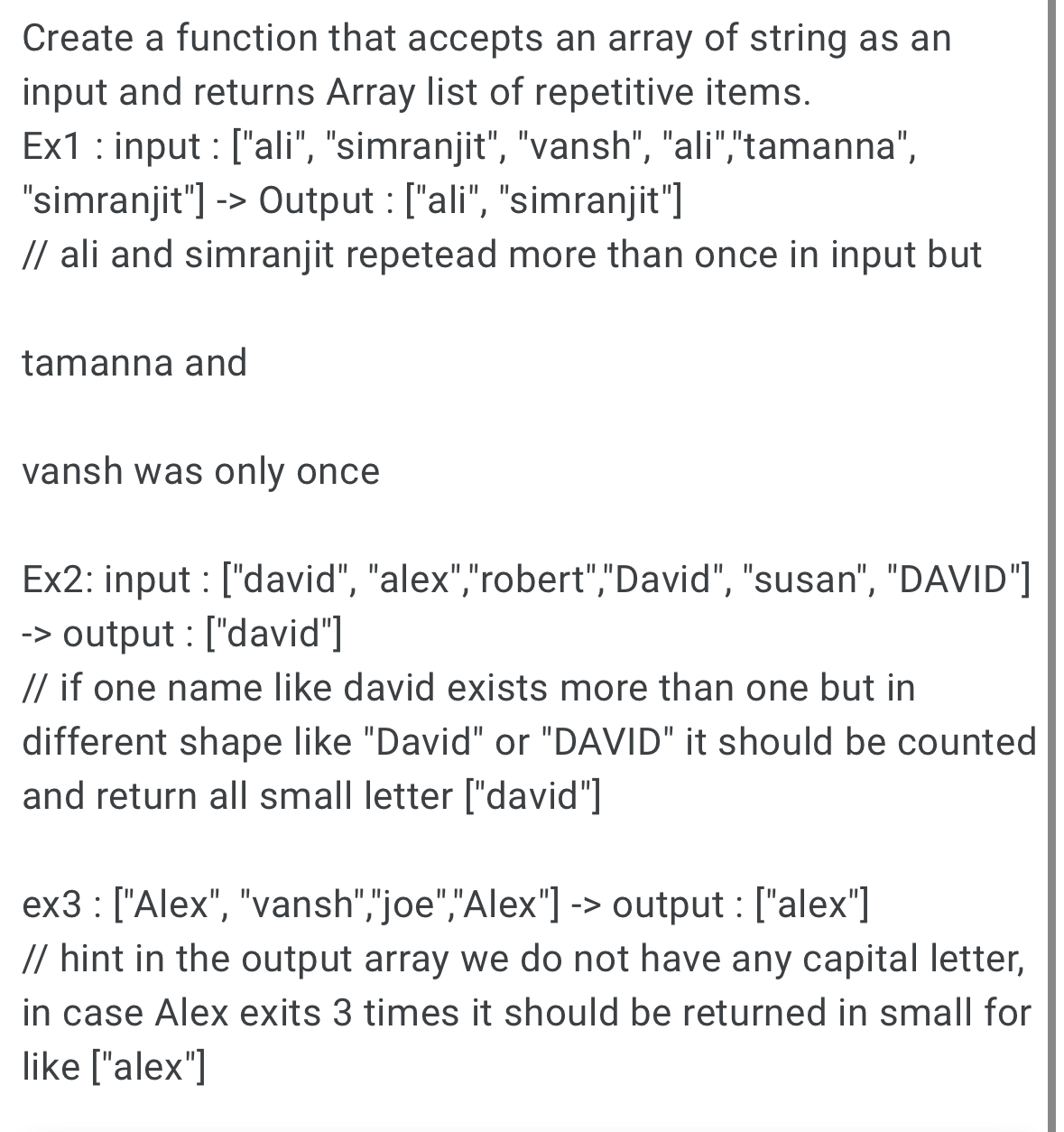 Solved Create A Function That Accepts An Array Of String As 4365