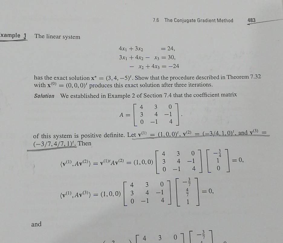 Solved 7.6 The Conjugate Gradient Method 483 xample 1 The | Chegg.com