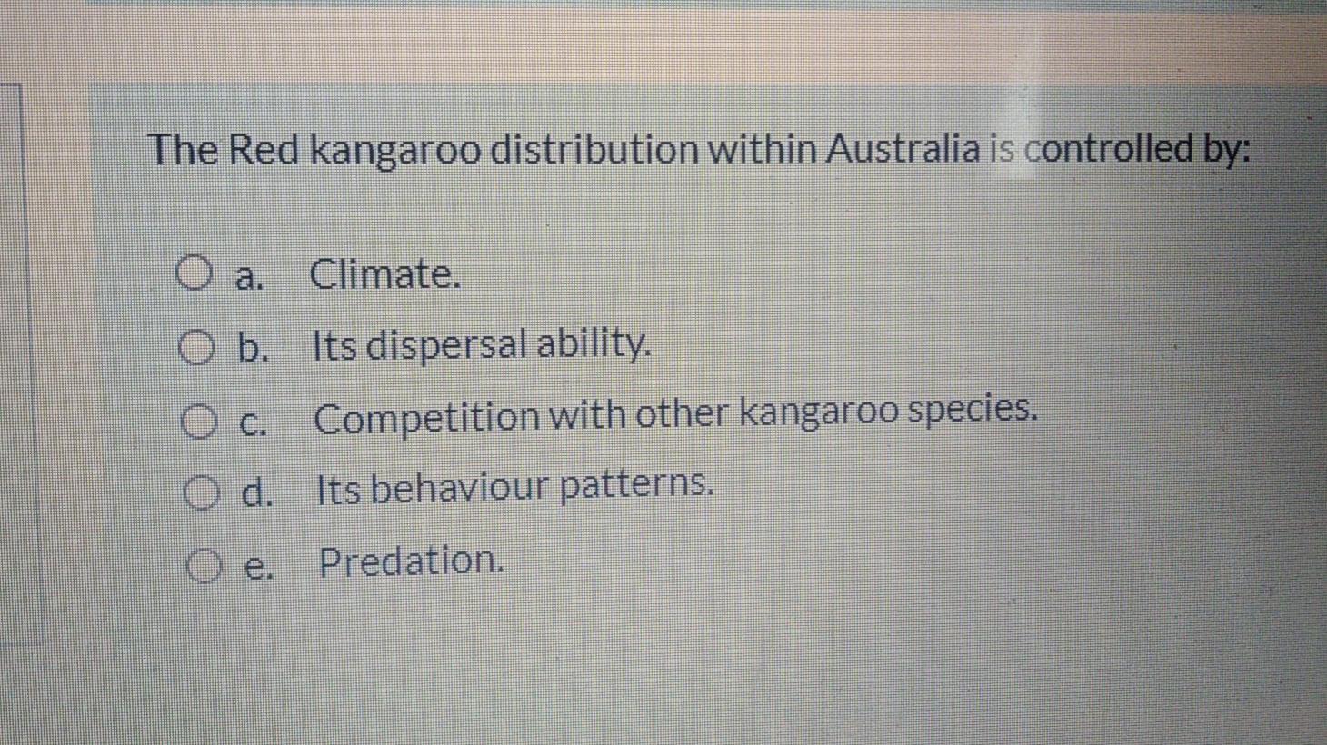 Solved The Red kangaroo distribution within Australia is | Chegg.com