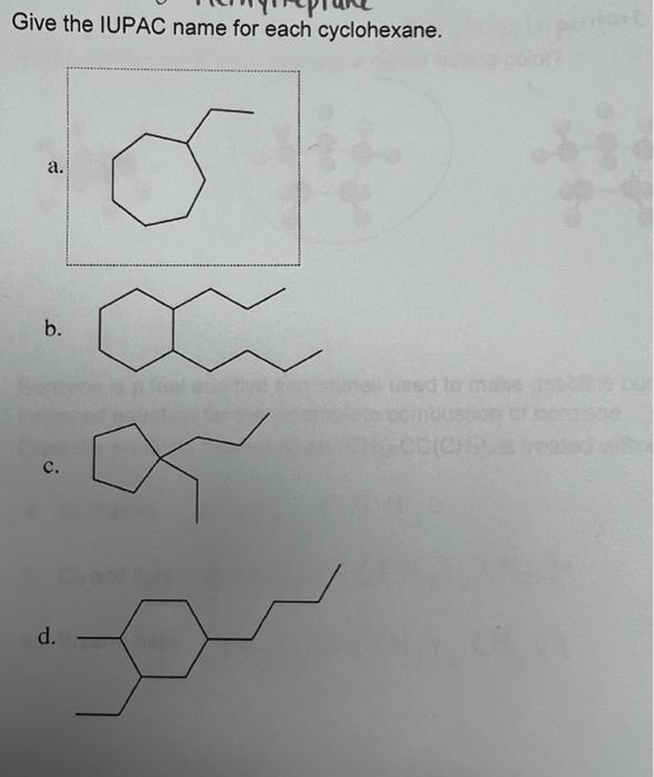 Solved Give the IUPAC name for each cyclohexane. a. b. Set | Chegg.com