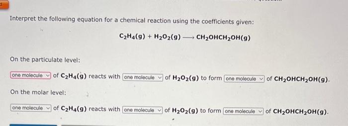 Solved Interpret the following equation for a chemical | Chegg.com