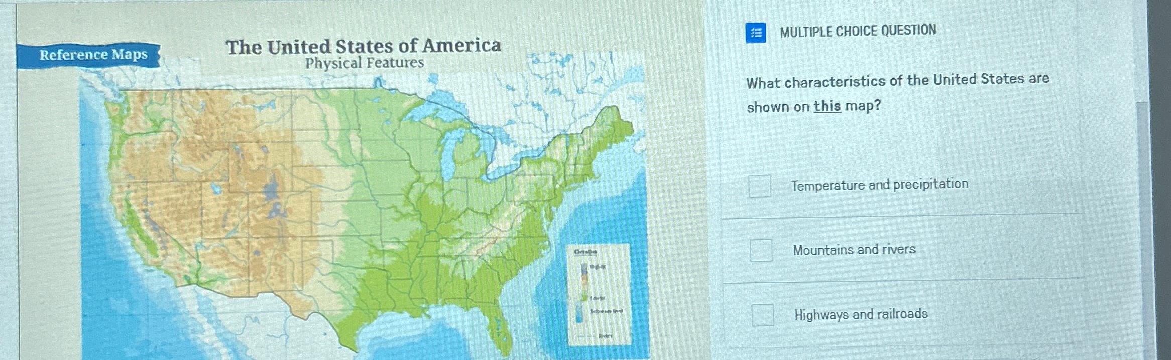Solved Reference MapsThe United States of AmericaPhysical | Chegg.com