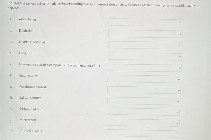 Solved Indicate the major section or subsection of a | Chegg.com