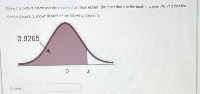 Solved Using the picture below and the z-score chart from | Chegg.com