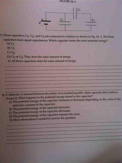 Solved Three capacitors C1,C2 and C3 are connected to a | Chegg.com