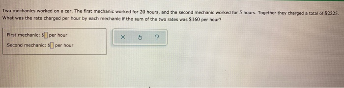 Solved Two mechanics worked on a car. The first mechanic | Chegg.com