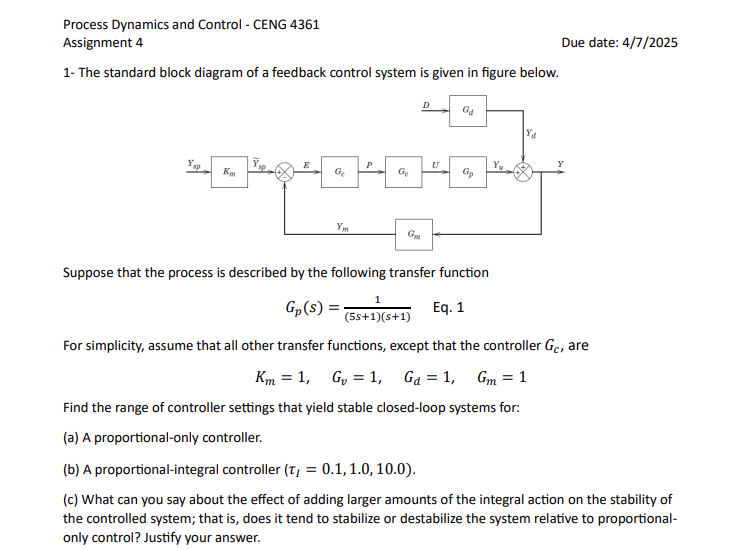 Solved Assignment 4Due date: 47?20251- ﻿The standard block | Chegg.com