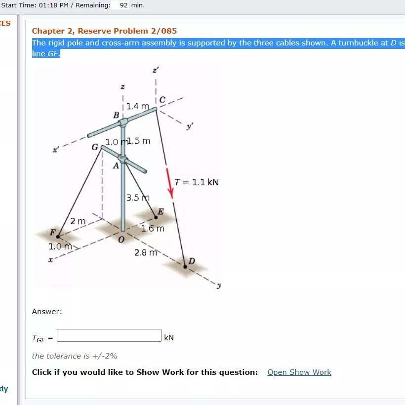 Solved The rigid pole and cross-arm assembly is supported by | Chegg.com