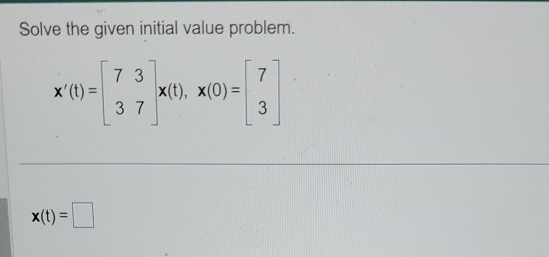 Solved Solve the given initial value problem. | Chegg.com