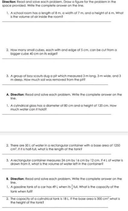 Solved Direction: Read and solve each problem.Draw a figure | Chegg.com