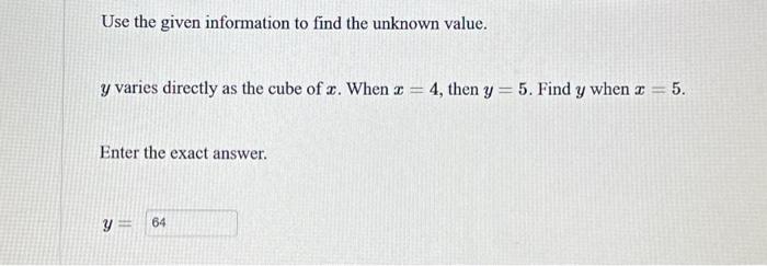 Solved Use the given information to find the unknown value. | Chegg.com