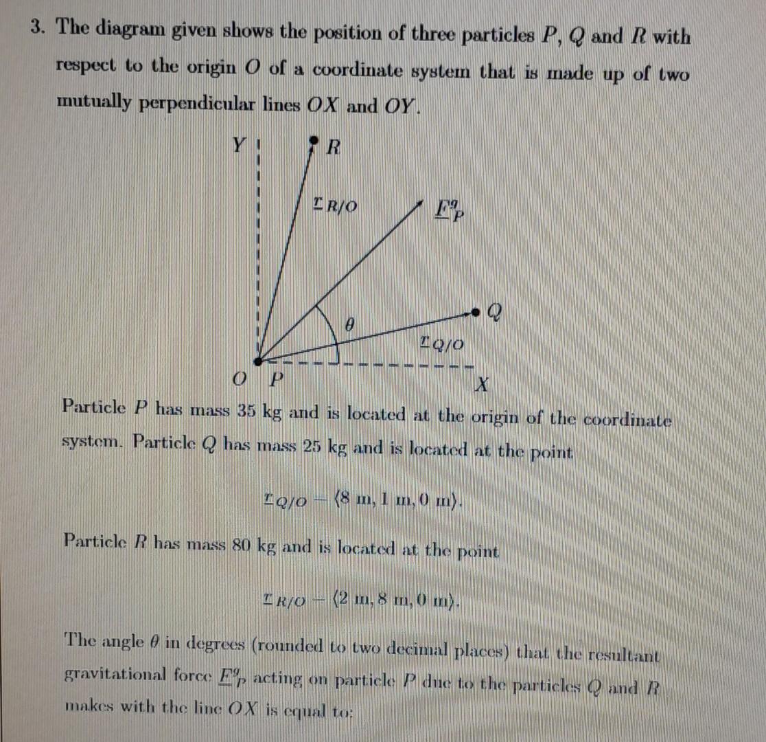 Solved 3. The diagram given shows the position of three | Chegg.com