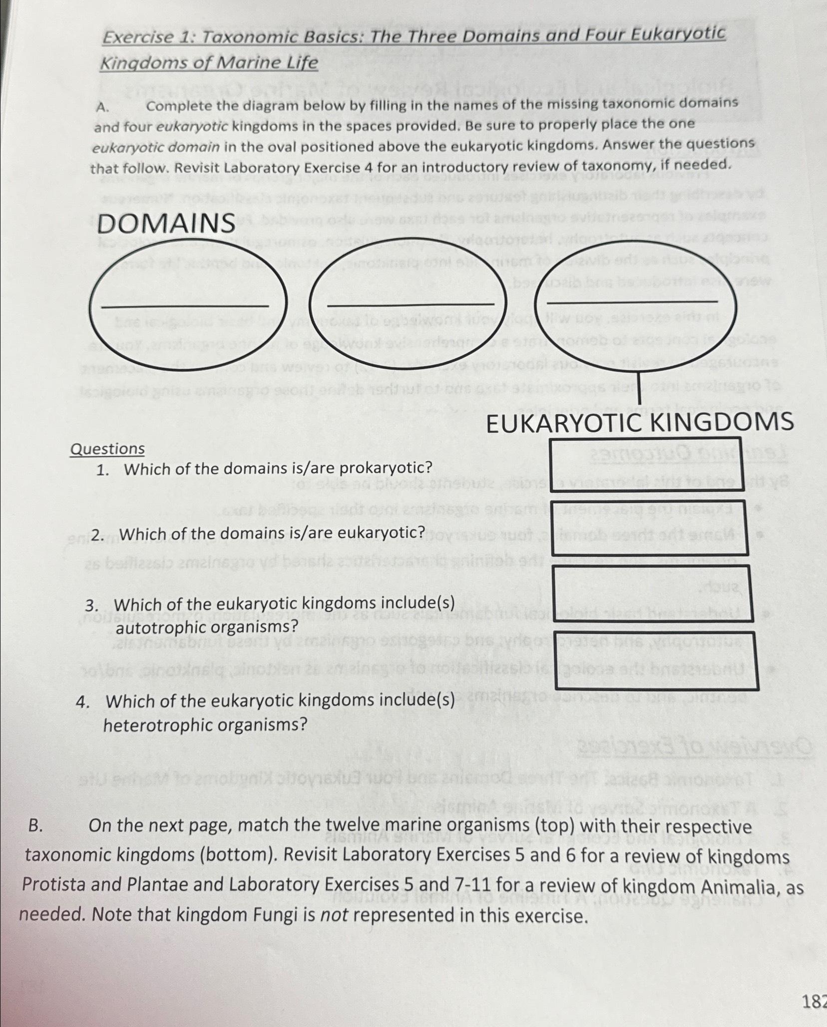 Solved Exercise 1: Taxonomic Basics: The Three Domains and | Chegg.com