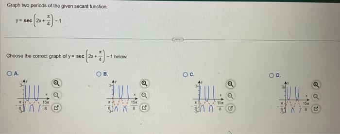 Solved Graph two periods of the given secant function. | Chegg.com
