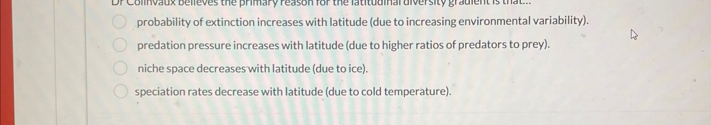 Solved probability of extinction increases with latitude | Chegg.com