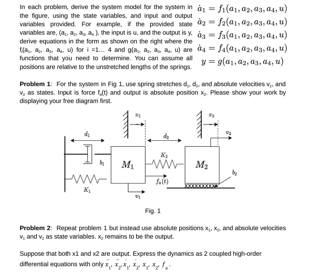 Solved In each problem, derive the system model for the | Chegg.com