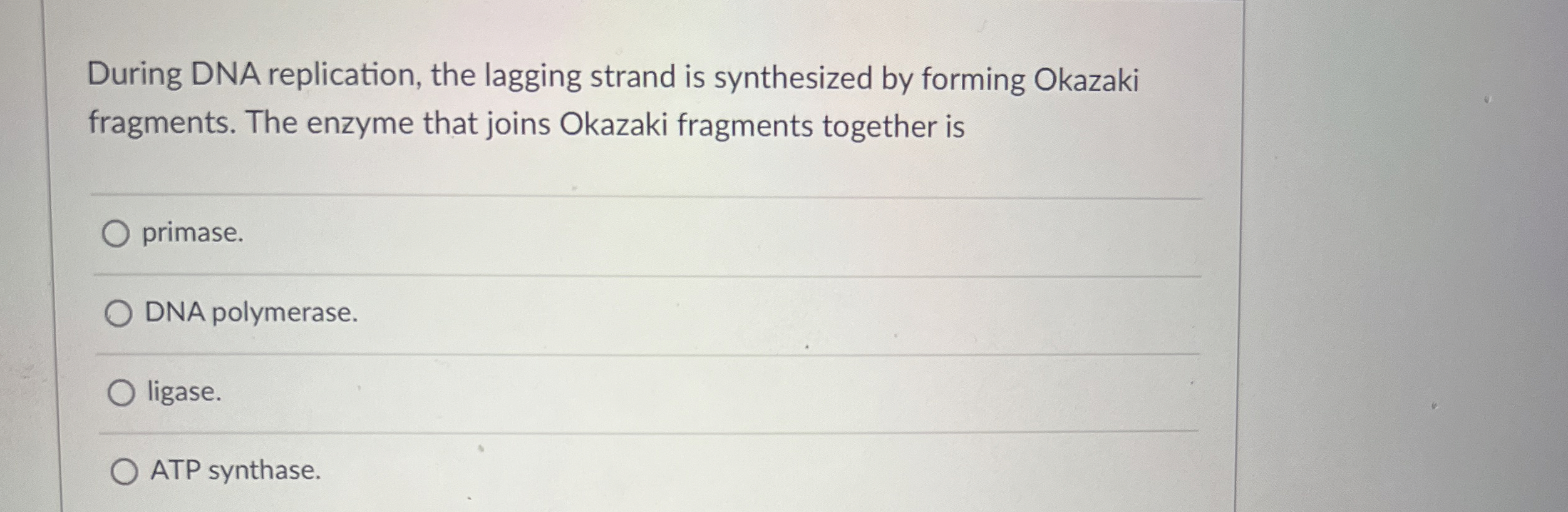 Solved During DNA replication, the lagging strand is | Chegg.com