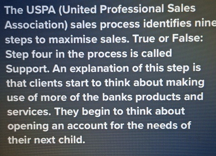 Solved The USPA (United Professional Sales Association) | Chegg.com