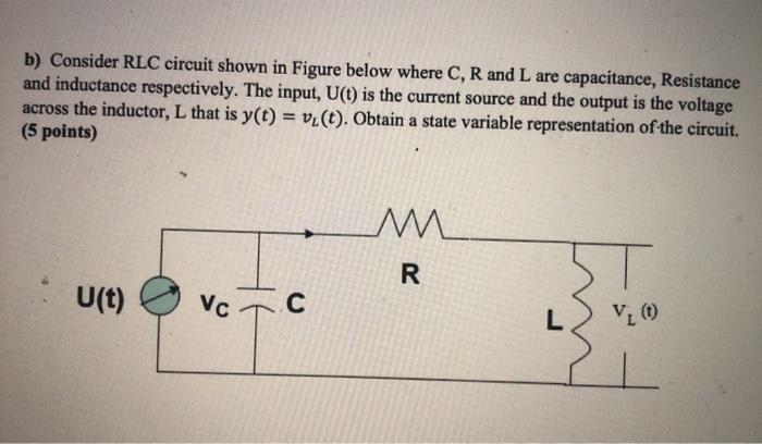 Solved b) Consider RLC circuit shown in Figure below where | Chegg.com