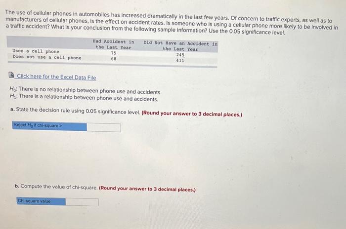 Solved The use of cellular phones in automobiles has | Chegg.com