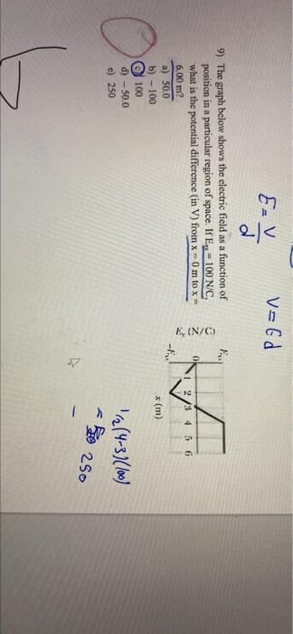 Solved 5-3 - E=V V=6d d 9) The graph below shows the | Chegg.com