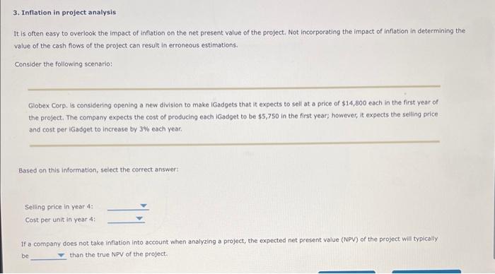 Solved 3. Inflation in project analysis It is often easy to | Chegg.com
