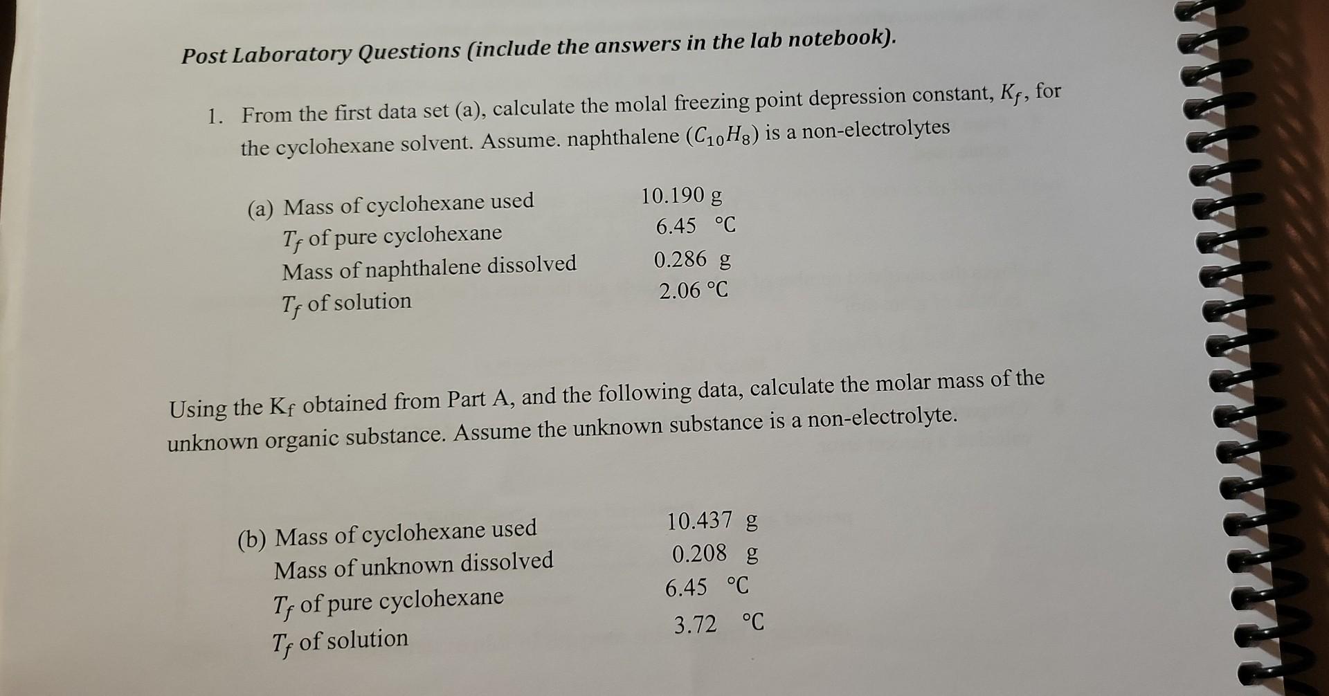 Solved Post Laboratory Questions (include the answers in the | Chegg.com
