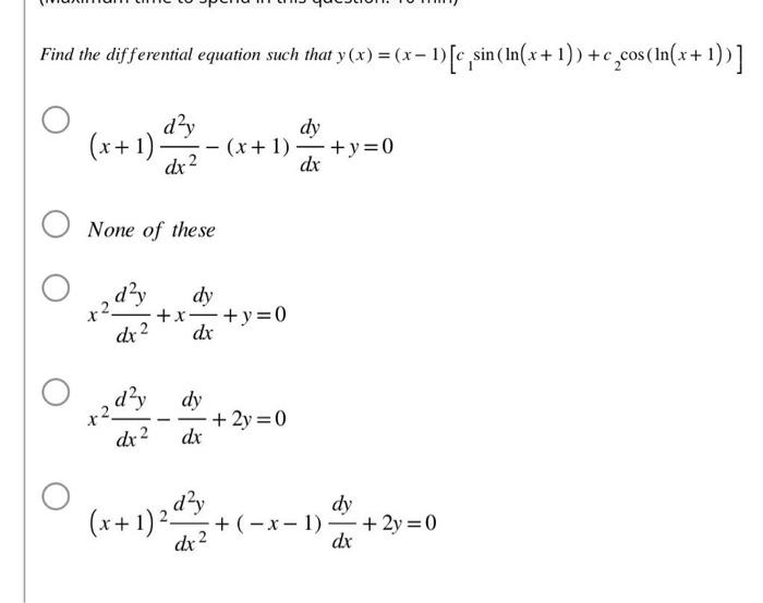 Solved Find the differential equation such that | Chegg.com