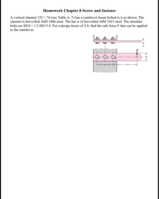 Solved Homework Chapter 8 Screw and fastener A vertical | Chegg.com