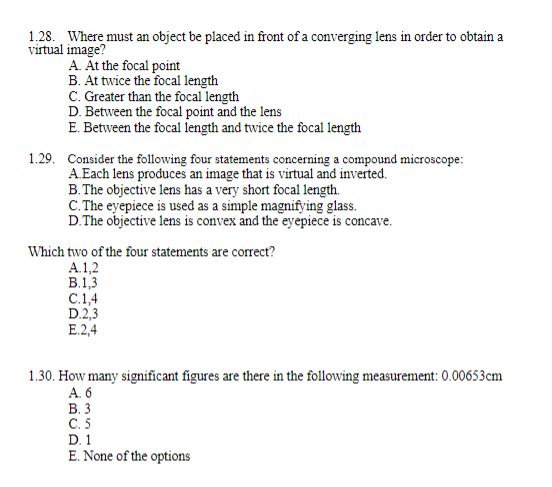 Solved 1.28. ﻿Where must an object be placed in front of a | Chegg.com