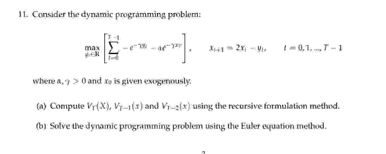 Solved Consider the dynamic programming | Chegg.com