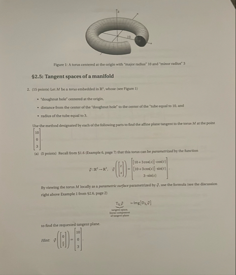 Solved Figure 1: A torus centered at the origin with "major | Chegg.com