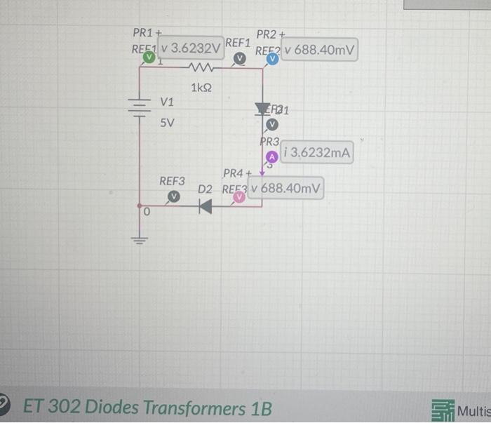 Solved ET 302 Diodes Transformers 1 BIf the circuit above | Chegg.com