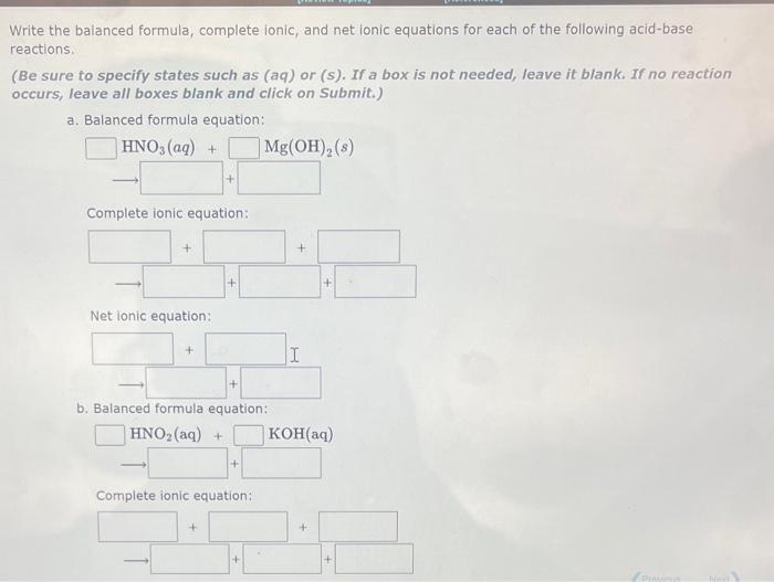 Solved Write the balanced formula, complete ionic, and net | Chegg.com